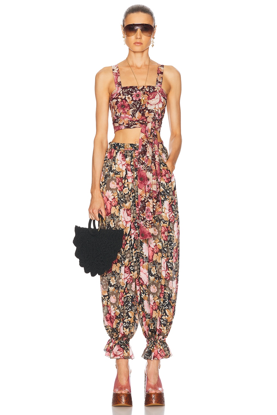 CHLOÉ Tie Front Floral Tank Top